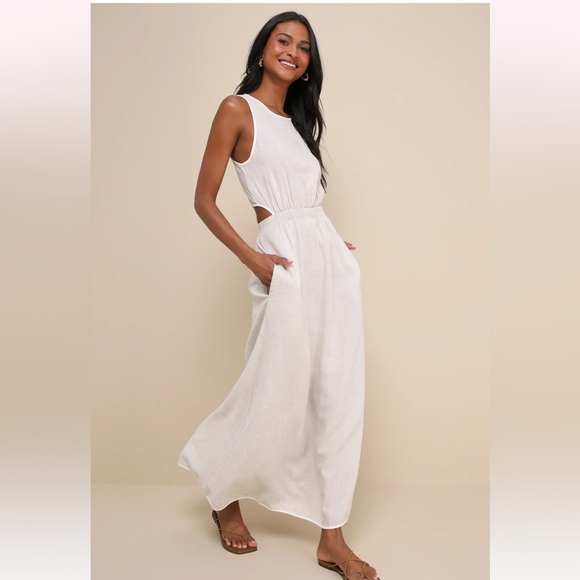 Little Lies | Dresses | Little Lies Exceptionally Breezy Beige Linen ...